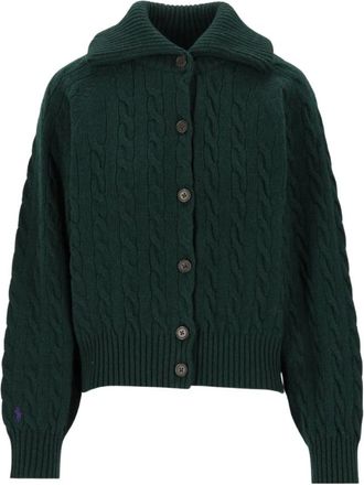 Polo Ralph Lauren Veste en laine et cachemire torsad&eacute;e - Femme - Pulls - Vert - Taille: 36 FR
