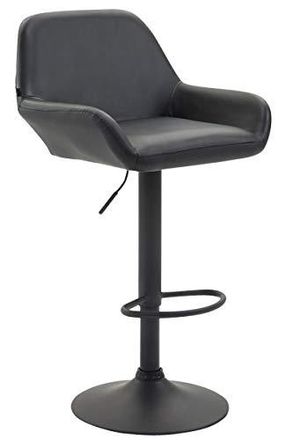 Clp Tabouret De Bar Design Braga Similicuir I R&eacute;glable en Hauteur I Chaise Haute De Bar avec Dossier Et Repose-Pied Ergonomique, Couleur:Noir, Couleur du 