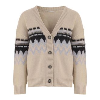 Allude Kaschmir-Strickjacke mit geometrischem Muster - - Knitwear - Damen - Mehrfarbig - S