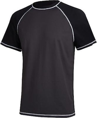 Generic T-shirt à manches courtes pour homme, coupe classique, col rond, séchage rapide, respirant, pour lété, le sport, le fitness, lentraînement, Noir, XXL