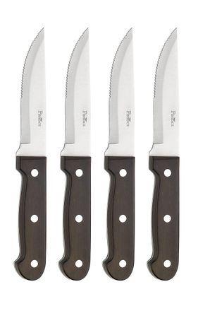 Pintinox Pintinox Set 4 jumbo Steakmesser mit S&auml;geschliff, Churrasco, Edelstahlklinge mit Pakka-Holzgriff