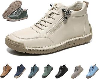 Generic Chaussures orthop&eacute;diques confortables en cuir faites &agrave; la main pour femme - L&eacute;g&egrave;res et antid&eacute;rapantes - Fermeture &eacute;clair lat&eacute;rale, beige, 38.5 EU