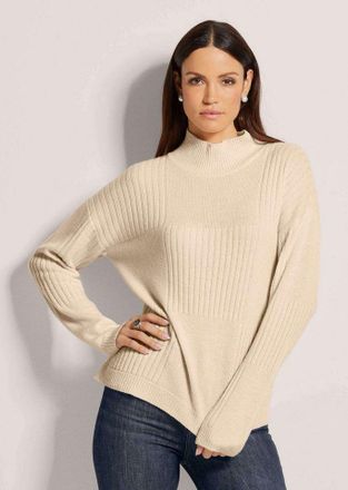 Madeleine Strickpullover Langarm Stehkragen-Pullover, Wolle Uni-Design trifft auf modernen Stehkragen-Look