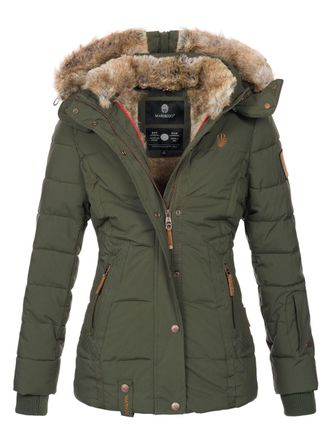 Marikoo Damen Winterjacke Nekoo mit Kunstfellkapuze & Teddy-Innenfutter