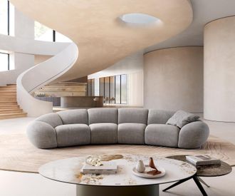 DELIFE Big-Sofa Lunna 360x175 cm Strukturstoff Soft Grau 2 Kissen, Big Sofas