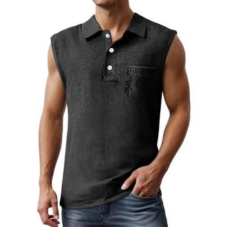 Generic T-shirt pour homme D&eacute;bardeur pour homme Grandes et grandes chemises sans manches Muscle Fitness Entra&icirc;nement Course Plage &Eacute;t&eacute; Boutonn&eacute; T-shirt Gilet, 