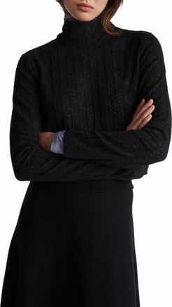 Benetton Damen Blusa 5w77dq0at Hemd, Schwarz, Medium