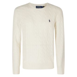Polo Ralph Lauren Pull en laine et cachemire torsad&eacute; - Homme - Pulls - Beige - Taille: S