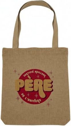 Fabulous Sac Shopping Tote Bag Aspect Lin - Certifi&eacute; meilleur P&egrave;re de lunivers Cercle Papa Famille - Sac de Courses Toile Epaisse 360g Beige Naturel Cabas Port