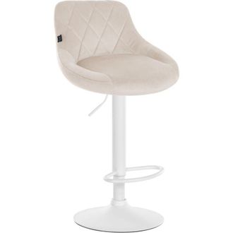 Clp Tabouret de bar Lazio en velours avec pied en m&eacute;tal Cr&egrave;me Blanc