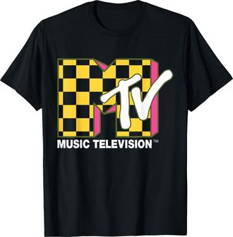 Giesswein Klassisches MTV-Logo, kariert, Gelb und Rosa T-Shirt