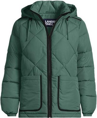 Lands End Isolierte Kapuzen-Steppjacke, Damen, Größe:44-46 regular, Grün, Polyester, by Lands End