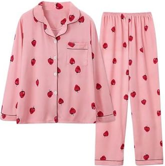 Generic Tenue D Intérieur Femme Pyjama Hiver Femme Chaud Pajamas Women Autumn and Winter Long Sleeve Lapel Vest Suit Trousers Plus Size Home Service Tenue Noë