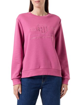 GANT Damen REG Tonal Shield C-Neck Sweat Sweatshirt, Dark Lavender, 32