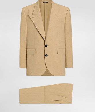 Dolce & Gabbana Single-breasted Suit In Tweed Linen - Mann Anz&uuml;ge Und Blazer Beige 48