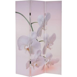 Hhg Foto-Paravent Bagheria, Paravent Raumteiler Spanische Wand 180x120cm MVG-zertifiziert Orchidee