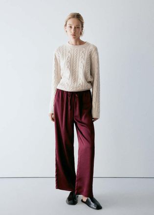 Mango Pull-over maille tress&eacute;e ivoire - Femme - S - MANGO