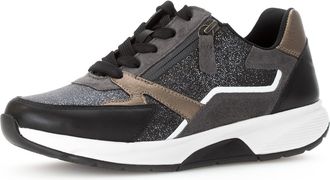 Gabor Damen Low-Top Sneaker, Frauen Halbschuhe,Strassenschuhe,Sportschuhe,Freizeitschuhe,Turnschuhe,Laufschuhe,anthrazit/schw. k.,38.5 EU / 5.5 UK