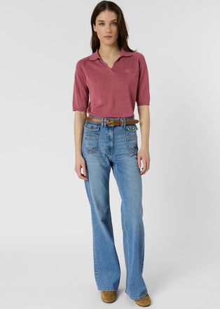 Gerard Darel Polo en lin m&eacute;lang&eacute; - LOULA - Bois de rose