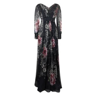 Alberta Ferretti Elegantes langes Kleid mit lebhaften Blumen-Details - - Dresses - Damen - Mehrfarbig - S