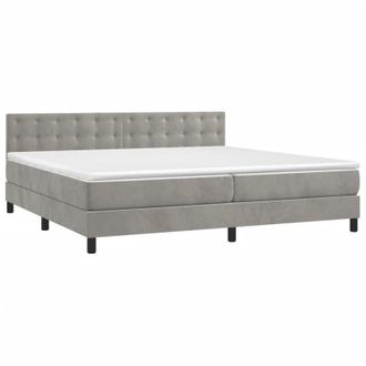 vidaXL Vidaxl - Lit boxspring avec matelas 200x200cm - Velours gris clair - Matelas &agrave; ressorts ensach&eacute;s - Surmatelas 200x200cm en mousse