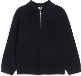 Arket Strick-Poloshirt Aus Wolle Mit Reißverschluss -Blau