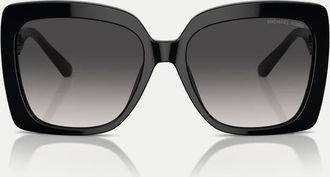 Michael Kors Nice quadratische Sonnenbrille mit grauen Gl&auml;sern in Schwarz