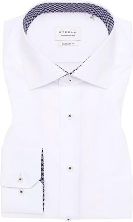 Eterna Herren Langarm Hemd Comfort FIT | Wei&szlig; mit Ausputz | B&uuml;gelfrei I 100% Baumwolle | Kentkragen Gr. 42