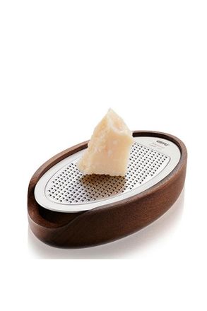 GEFU K&auml;sereibe Parmezo, Silber, Walnuss, Holz, Metall, Akazie, 9x4x15 cm, Auffangbeh&auml;lter, Kochen, K&uuml;chenhelfer, K&uuml;chenreiben