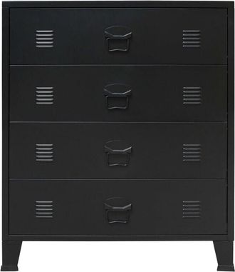 Fimei Fimei - Commode à tiroirs Métal Style Industriel 78 x 40 x 93 cm Noir