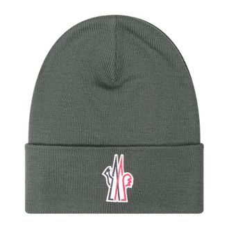 Moncler Homme, Accessoires, Vert, Taille: ONE Size Logo Wool Beanie