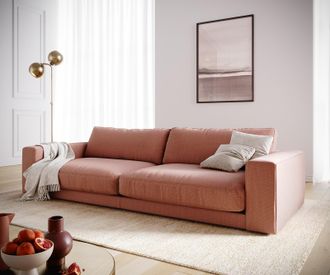 DELIFE Big-Sofa Cubico 290x120 cm Flachgewebe Orange, Big Sofas