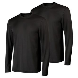 Hanes Lot de 2 T-shirts &agrave; manches longues Cool Dri UPF50+ pour homme - noir - X-Large