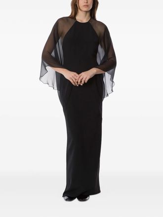 Alberta Ferretti robe longue à cape superposée - Noir