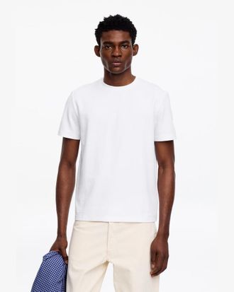 Arket Interlock-T-Shirt Mit Normaler Passform -Wei&szlig;