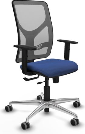 Piqueras y Crespo Schreibtischstuhl Home Office mit 1D-Armen, h&ouml;henverstellbare Lendenwirbelst&uuml;tze, ausgestattet mit Syncro/Traslack und Schneideschaum, Grau/Marineblau