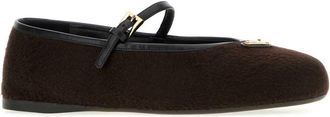 Prada Womens Ballerine Ebano Flat Shoes