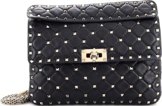 Valentino Garavani Rockstud Spike Flap Bag Quilted Leather Medium crossbody bag - Schwarz