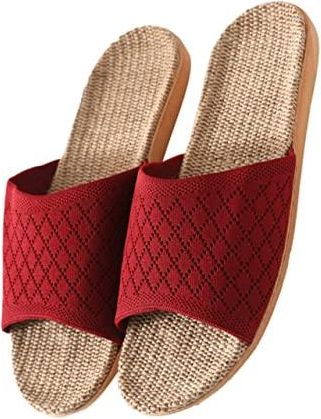 Frcolor Pantoufles Légères Lin Respirant pour Intérieur Durables et Dérapantes Adaptées Absorption Transpiration