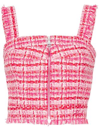 Karl Lagerfeld haut crop &agrave; fermeture zipp&eacute;e - Rose