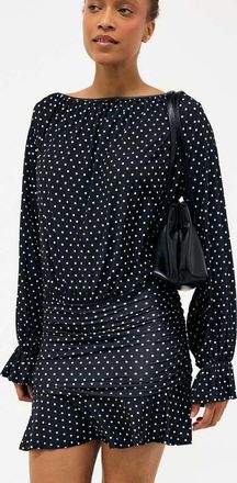 NA-KD robe courte en jersey &agrave; manches longues &agrave; pois blancs-Multi