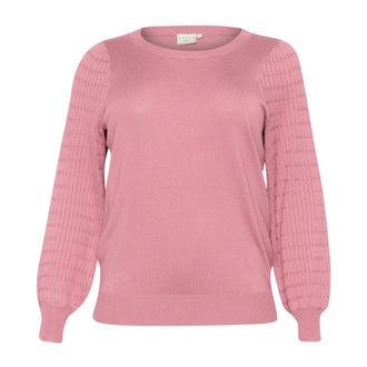 Kaffe Curve Femme, Pulls, Rose, Taille: 44 FR Pull Rose avec Manches Bouffantes