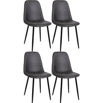 Clp Ensemble de 4 chaises de salle &agrave; manger napier gris fonc&eacute;, faux cuir