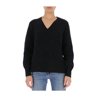 Michael Kors Gerippter V-Ausschnitt-Pullover - - Knitwear - Damen - Schwarzk - S