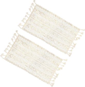 Hemobllo Franz&ouml;sische Spitze Platzdeckchen 24X16 Zoll 2 St&uuml;ck Sch&uuml;sselunterlage f&uuml;r Hochzeit und Festliche Tischdeko