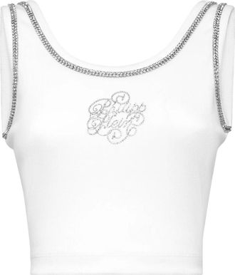 Philipp Plein Femme, Tops, Blanc, Taille: 38 FR Tank Top Crystal