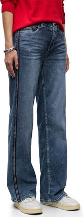 Street One Damen 3717062 Jeans mit Gallonstreifen, Medium Blue Soft Washed, 34W x 32L