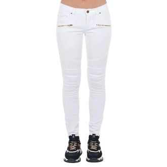 Frankie Morello Chic Biker Stretch Denim Jeans - - Jeans - Damen - Wei&szlig; - XS