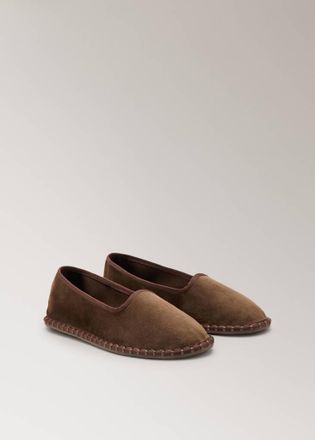 Mango Chaussons en velours marron - Femme - 36 - MANGO