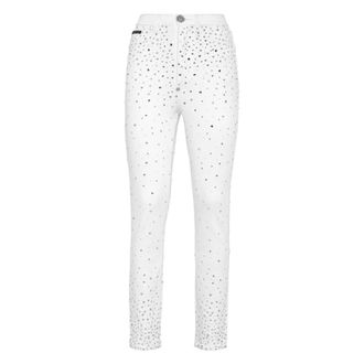 Philipp Plein Femme, Jeans, Blanc, Taille: W25 Crystal Rain Super High Waist Jegging